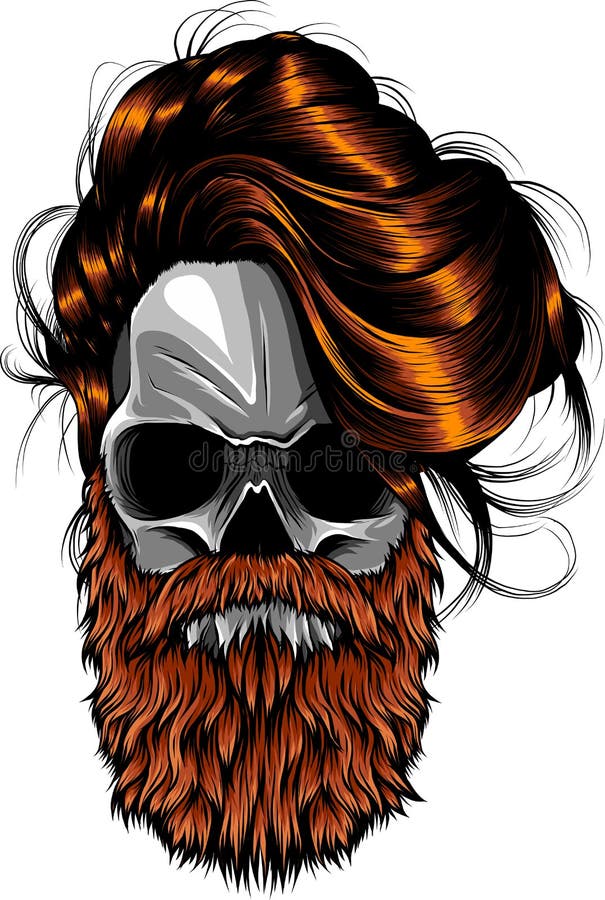 Vector Illustration of Skull with Beard Design Art Stock Vector ...