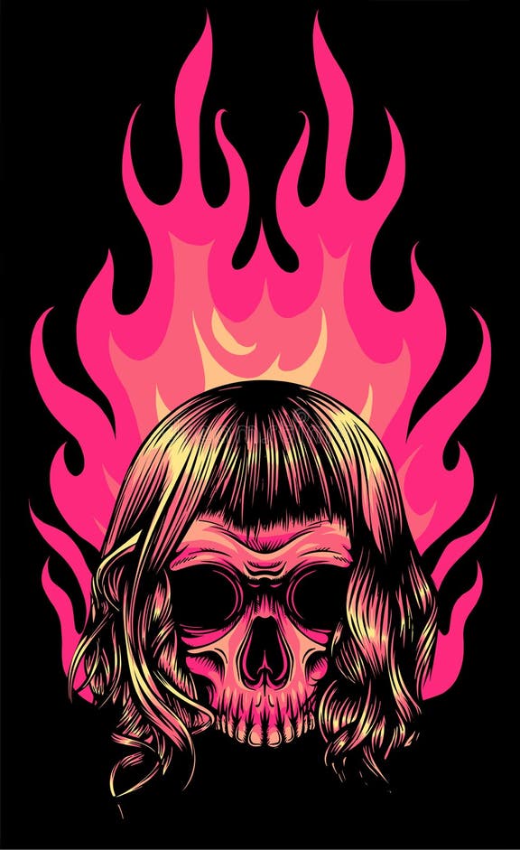 Vector Illustration of Skull Falling with Fire Flame Stock Vector ...