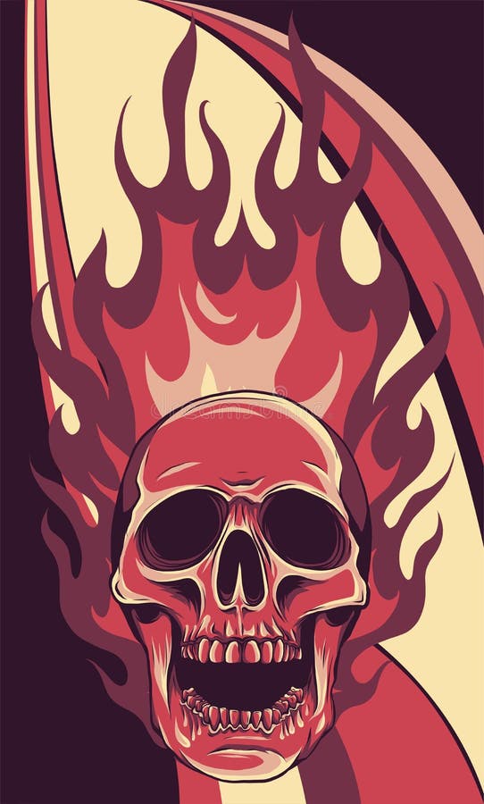 Vector Illustration of Skull Falling with Fire Flame Stock Vector ...