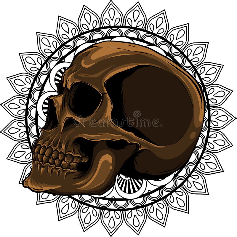 Vector Illustration of Skull with Mandala on Background Stock Vector ...