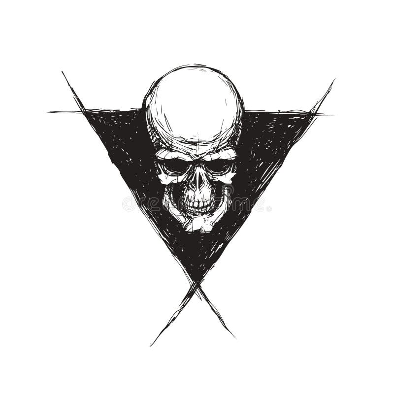 Vector Illustration with Skull in Triangle Isolated on White Stock ...