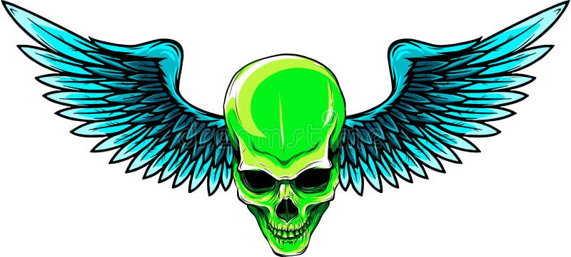 Vector Illustration of Skull with Bird Wings Stock Vector ...