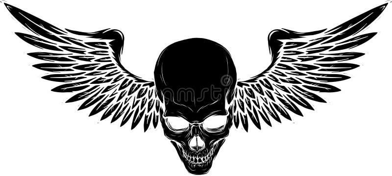 Vector Illustration of Skull with Bird Wings Stock Vector ...