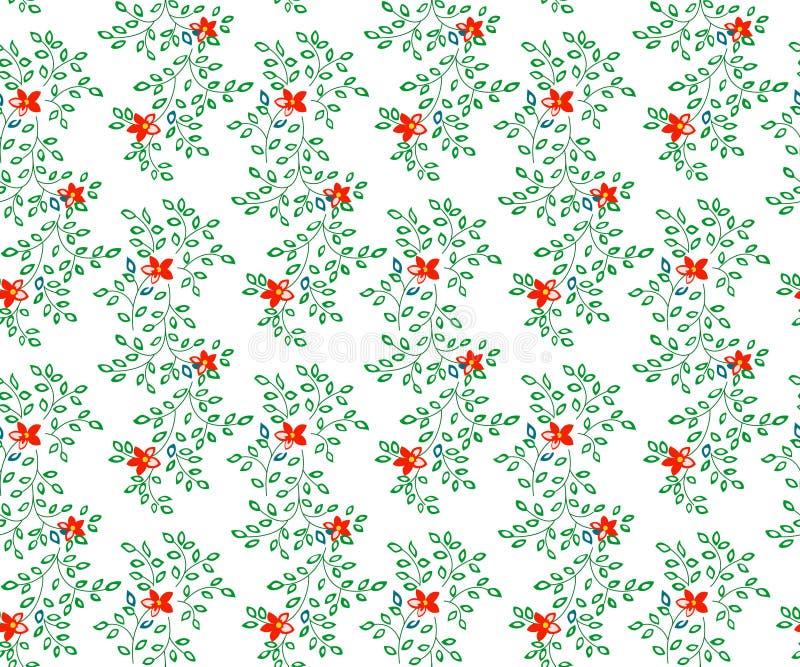 Vector Illustration of Small Flowers and Leaves Seamless Pattern Stock ...