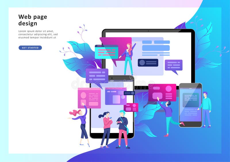 Vector Illustration, Small People are Working on Creating a Website ...