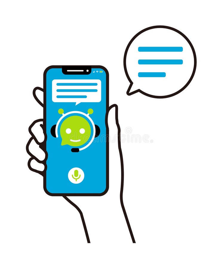 Vector Illustration of a Smartphone in Hand (AI Chatbot Stock ...