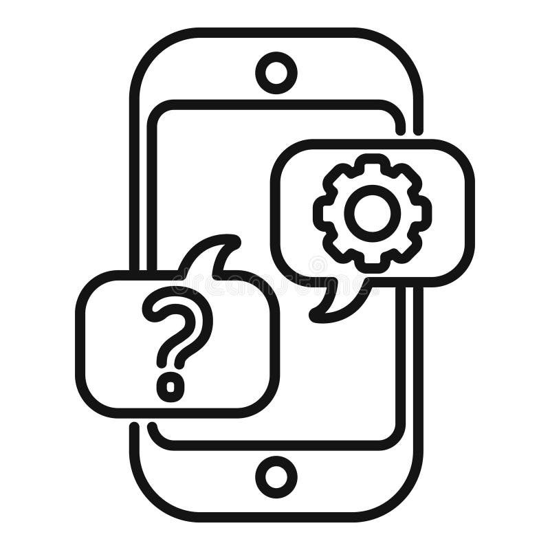 Mobile Support Icon with Question Mark and Gear Bubble Stock ...