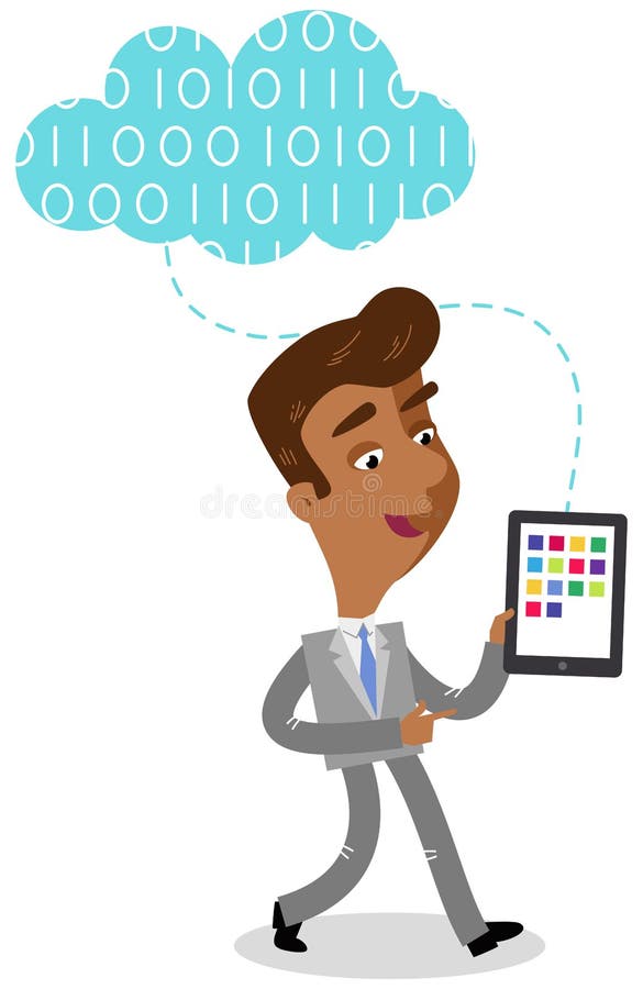 Vector Illustration of a Smiling Asian Cartoon Businessman Walking and ...