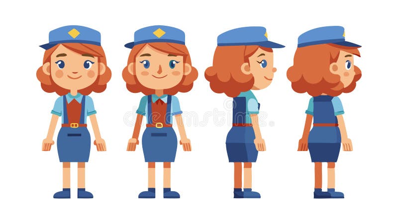 Cartoon Character Vector Illustration of a Smiling Female Worker in ...