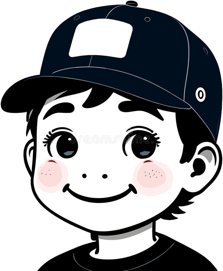 Vector Illustration of a Smiling Child Wearing a Baseball Cap, with ...