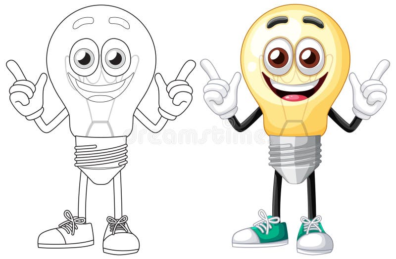 Vector Illustration of a Smiling Light Bulb Character Stock Vector ...