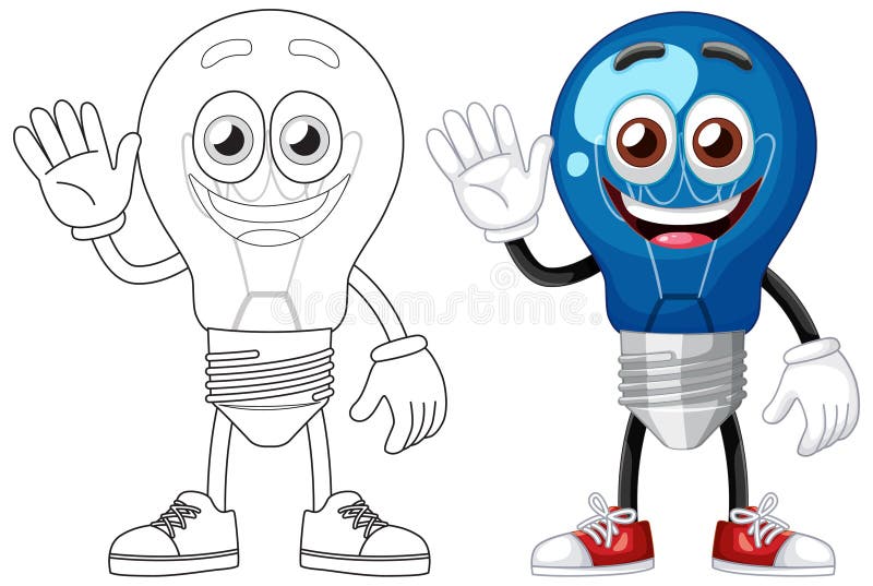 Vector Illustration of a Smiling Light Bulb Stock Illustration ...