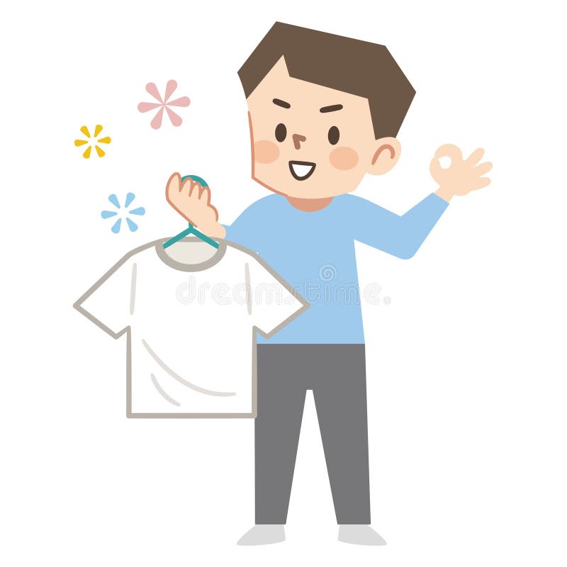 Vector Illustration of a Smiling Young Man Holding Laundry Stock Vector ...