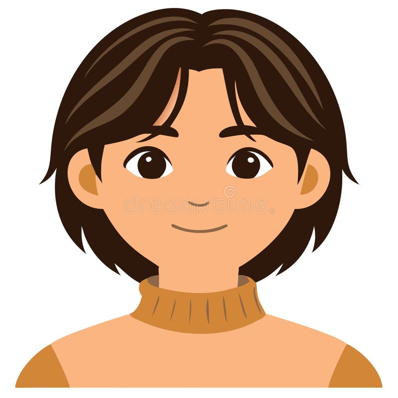 Vector Illustration Smiling Young Person Neutral Expression for Avatar ...
