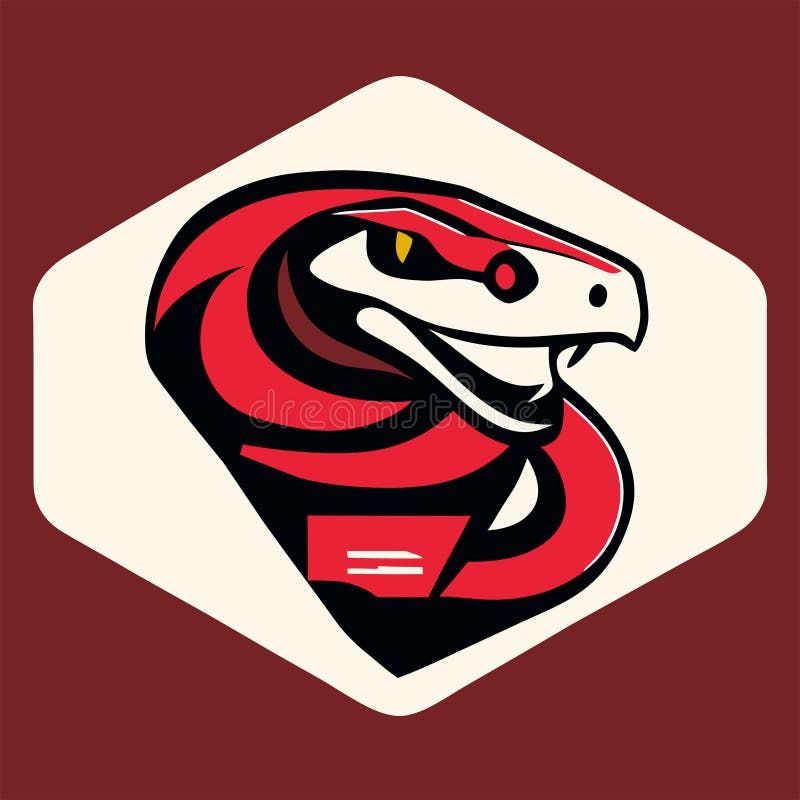 Vector Illustration of a Snake Head Isolated on a Red Background in a ...
