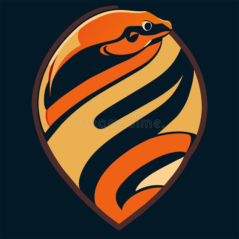 Vector Illustration of a Snake in the Shape of a Shield on a Dark ...