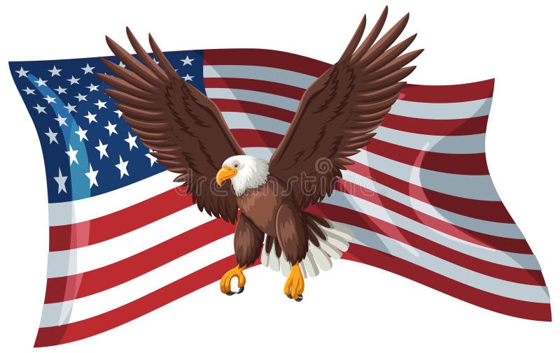 Eagle Over United States of America Map Flag Stock Vector ...