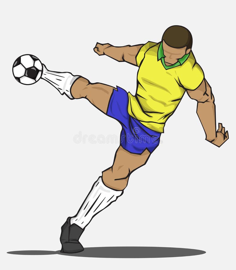 Vector Illustration Soccer Player Kicking the Ball Stock Vector ...