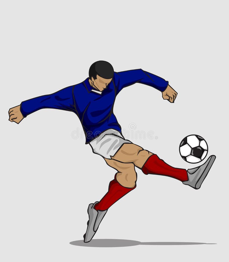 Vector Illustration Soccer Player Kicking the Ball Stock Vector ...