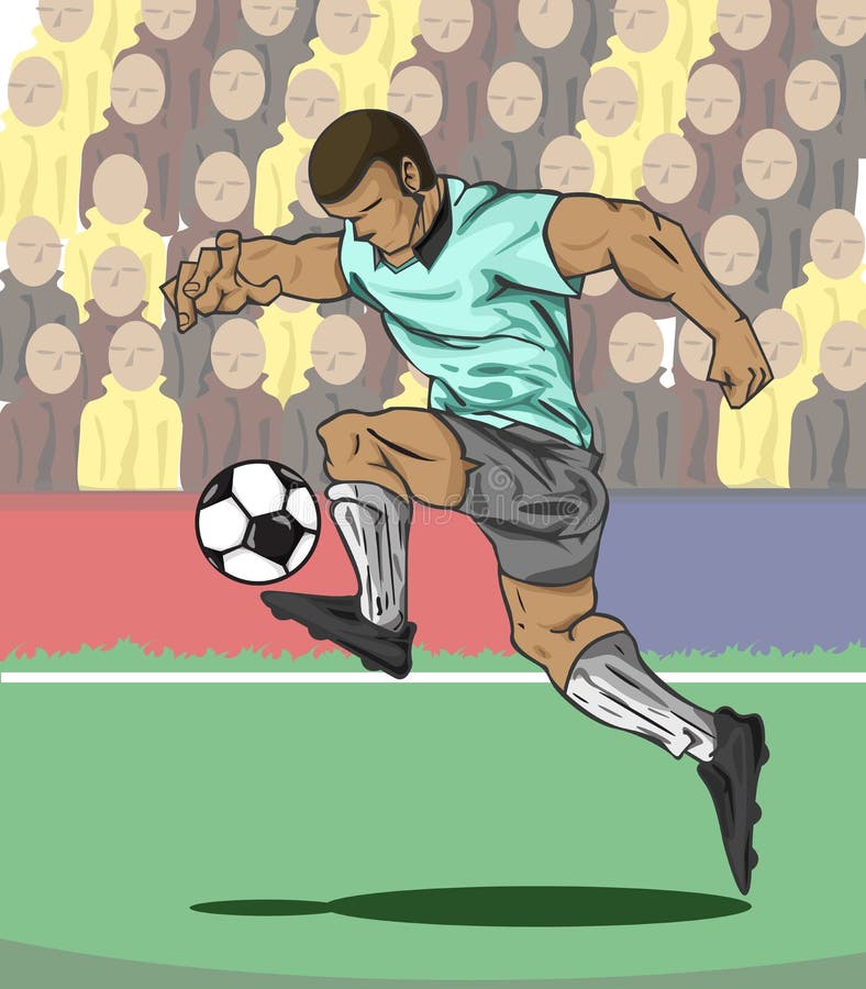 Vector Illustration Soccer Player Kicking the Ball Stock Vector ...