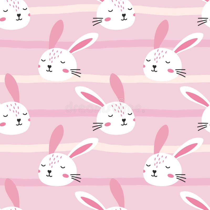 Vector Illustration of Soft and Sweet Seamless Rabbit Pattern with ...