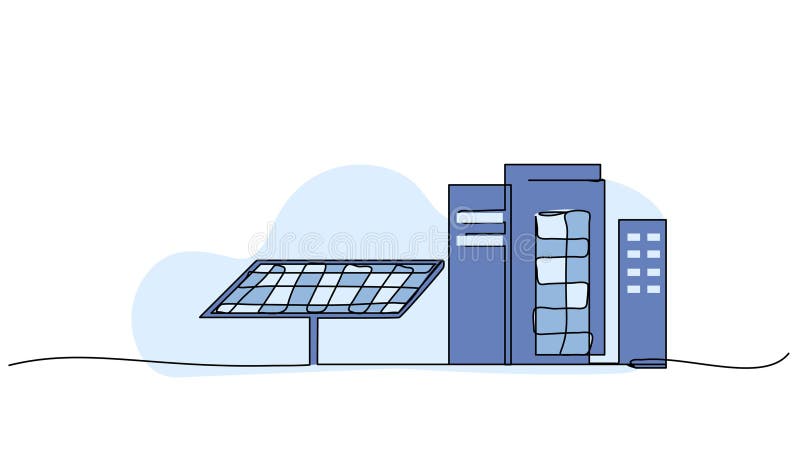Vector Illustration of Solar Panels and Modern Building. Modern Flat in ...