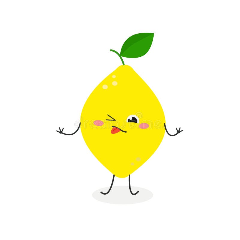 Vector Illustration Of Sour Cartoon Lemon Stock Vector Illustration Of Flat Kawaii 127386376