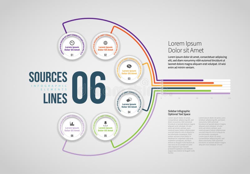 Sources 6 Lines Infographic Stock Vector - Illustration of design ...