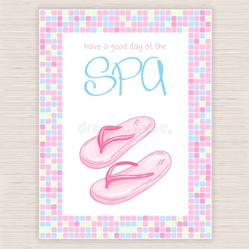 Vector Illustration of Spa Party Invitation with Colorful Mosaic Frame ...