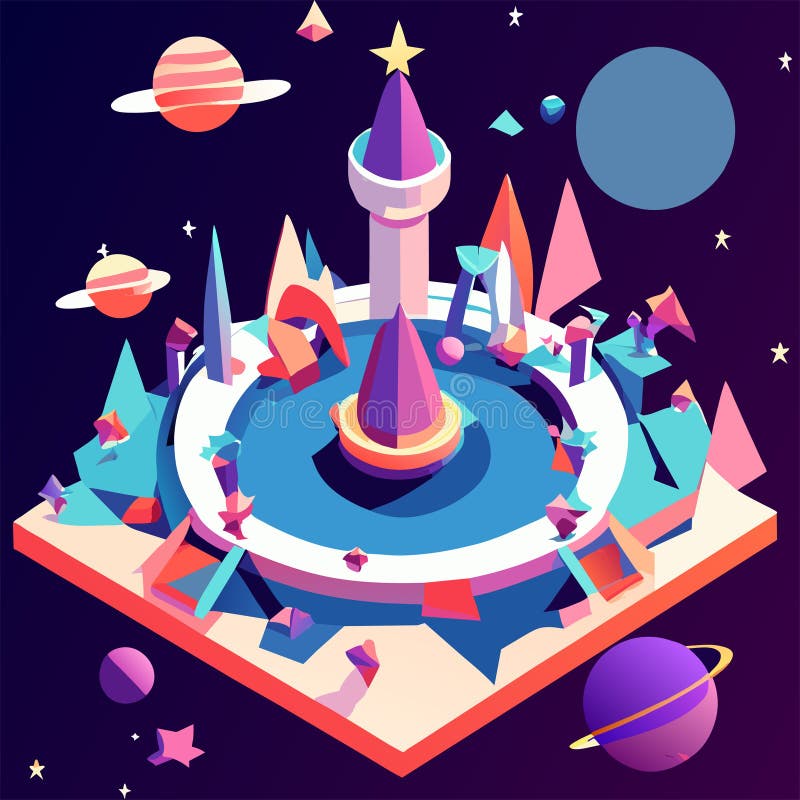 Vector Illustration of Space Exploration. Futuristic Flat Design with ...