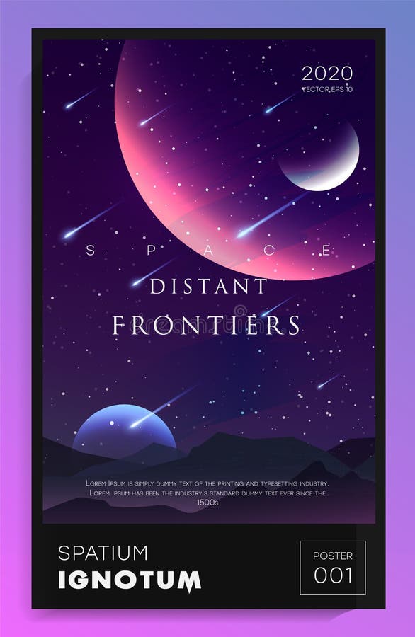 Vector Illustration of Space, Planets and Galaxy for Poster, Banner or ...