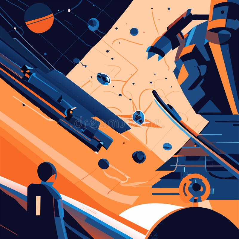 Astronaut in Outer Space. Futuristic Vector Illustration in Flat Style ...