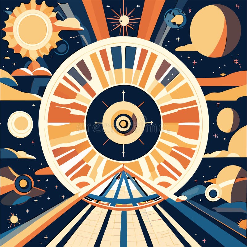 Vector Illustration of a Space Station in the Sky with Stars and ...