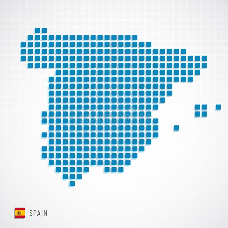 Map of Spain with National Flag and State Regions in Vector Set Stock ...
