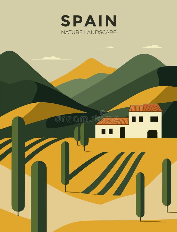 Vector Illustration of the Spanish Countryside. Stock Vector ...