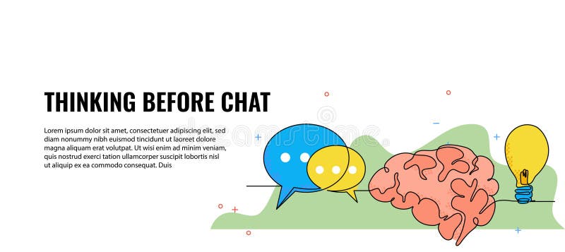 Vector Illustration of Speech Bubble, Bulb, and Human Brain Stock ...