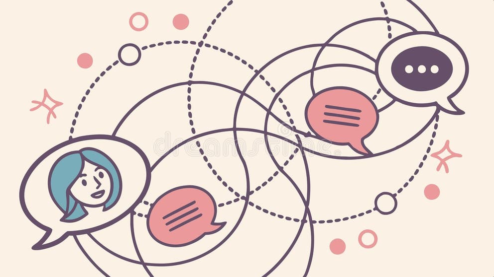 Speech Bubbles with Connecting Lines, Communication Flow Vector Design ...