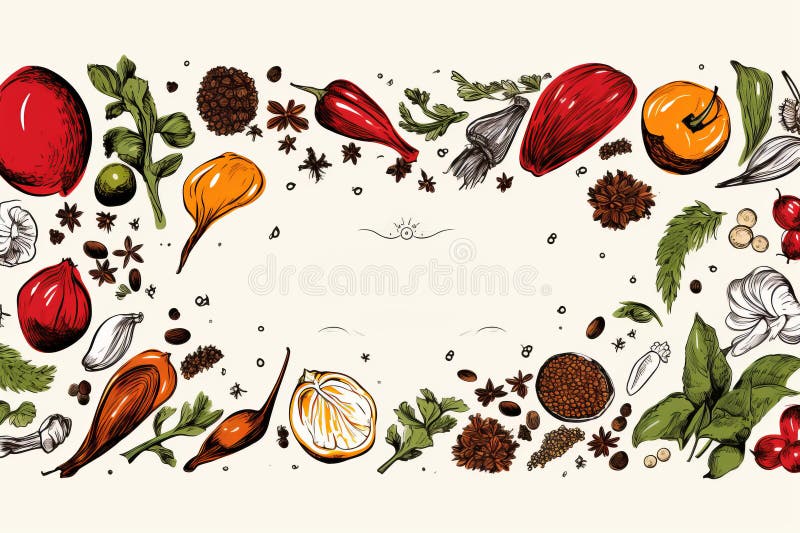 Vector Illustration of Spices and Herbs on a White Background Stock ...