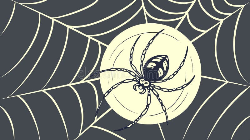 Spider Web Full Moon Halloween Dark, Vector Design Generative AI Stock ...