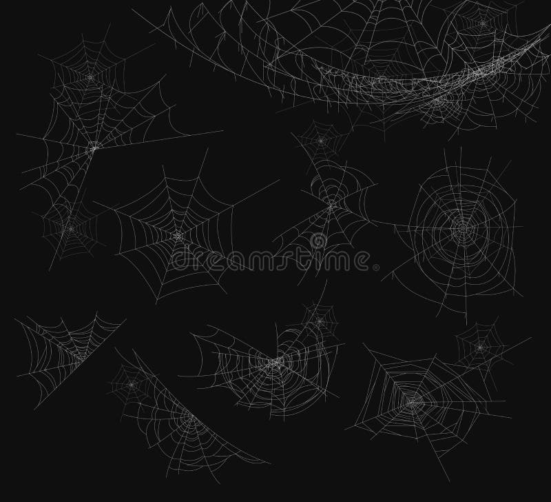 Spiderweb or Spider Web Cobweb on Wall Corner Vector Isolated Icons ...