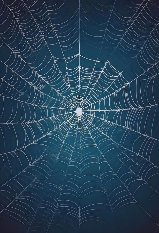 Vector Illustration of a Spider Web on the Top on Blue Background Stock ...