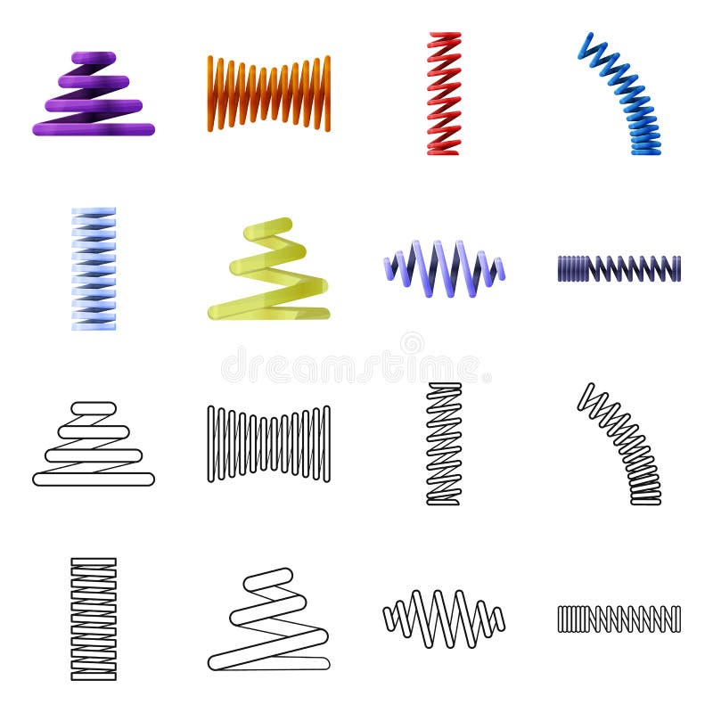 Vector Illustration of Spiral and Compression Sign. Set of Spiral and ...