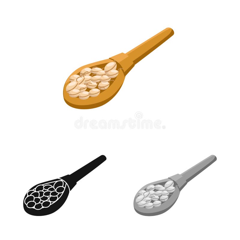 Vector Design of Spoon and Grain Icon. Set of Spoon and Organic Stock ...