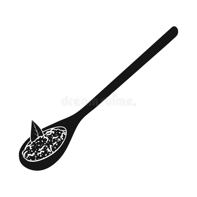 Vector Design of Spoon and Tea Icon. Collection of Spoon and Leaf Stock ...