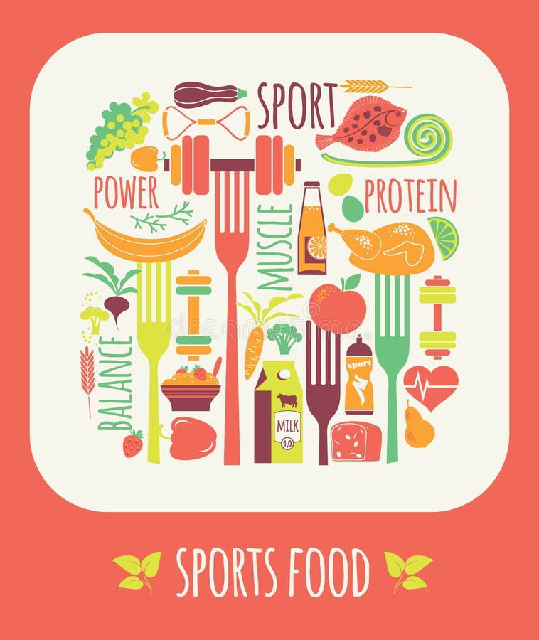 Sports Food Nutrition Seamless Pattern. Stock Vector - Illustration of ...
