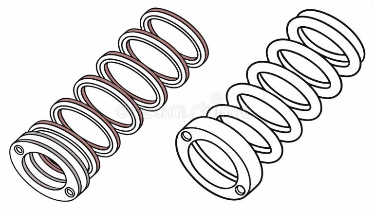 Spring Coil Illustration, Mechanical Part and Engineering Design Vector ...