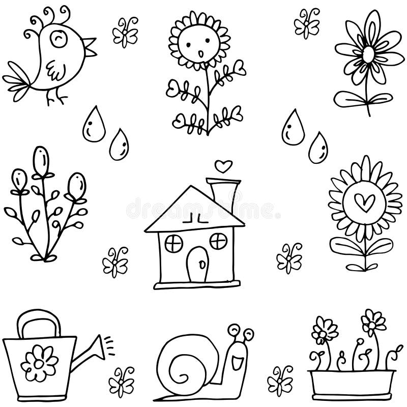 Vector Illustration of Spring Doodles Stock Vector - Illustration of ...