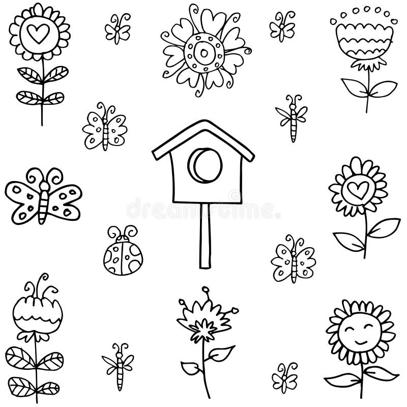Vector Illustration of Spring Set Doodles Stock Vector - Illustration ...