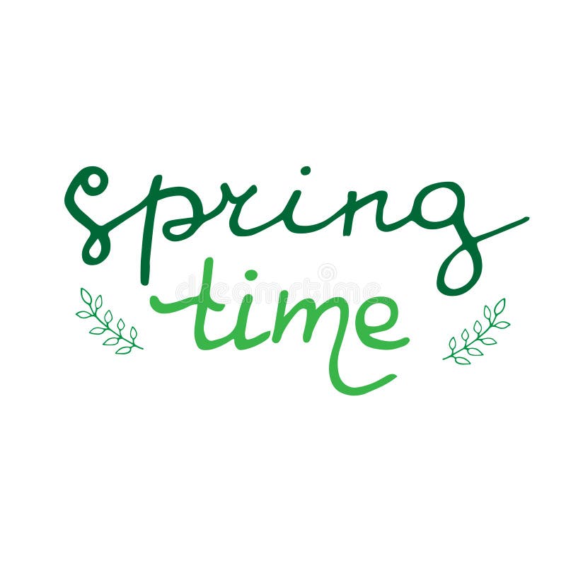Vector Illustration of Spring Time Lettering Isolated with Decortive ...