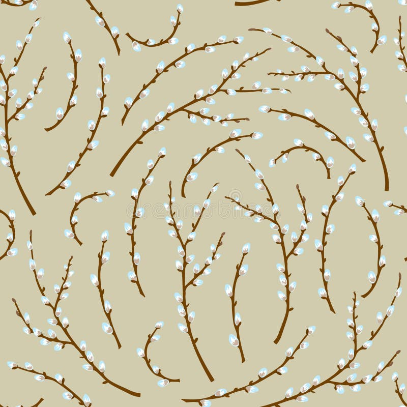 Willow Seamless Pattern.Pattern with Willow Twigs Stock Illustration ...